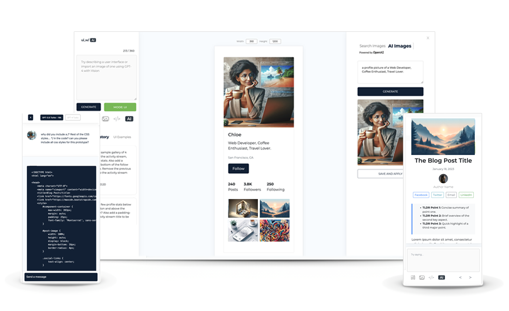 Generate UI with AI in Seconds | ui_w/ AI Studio by Prototypr.ai