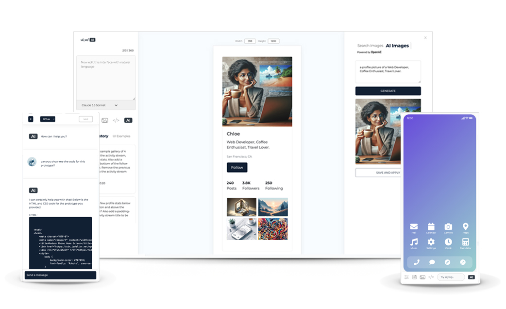 Generate UI with AI in Seconds | ui_w/ AI Studio by Prototypr.ai